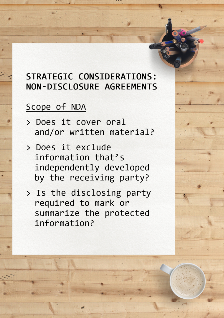 STRATEGIC CONSIDERATIONS IN DRAFTING AND NEGOTIATING NDAS - Henry ...